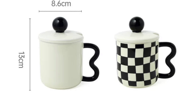 Wavy Handle Ceramic Mug and Lid Set - Rumi Living
