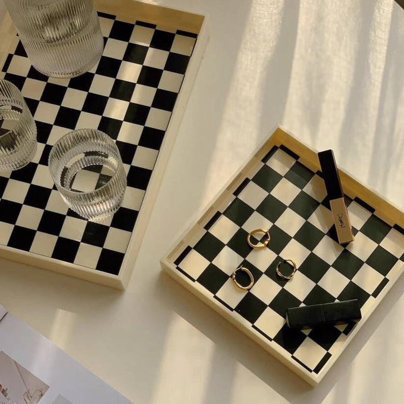 Retro Checkered Acrylic Tray - Rumi Living