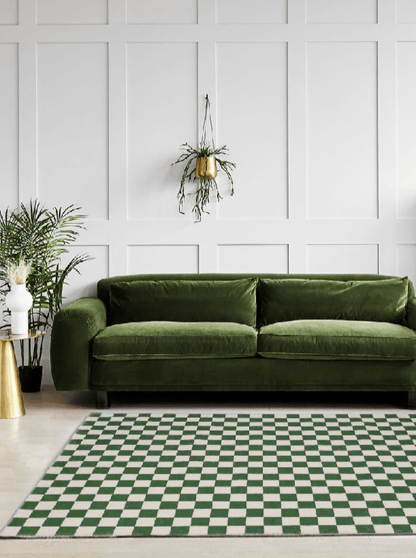 Handmade Retro Checkered Checkerboard Rug - Rumi Living