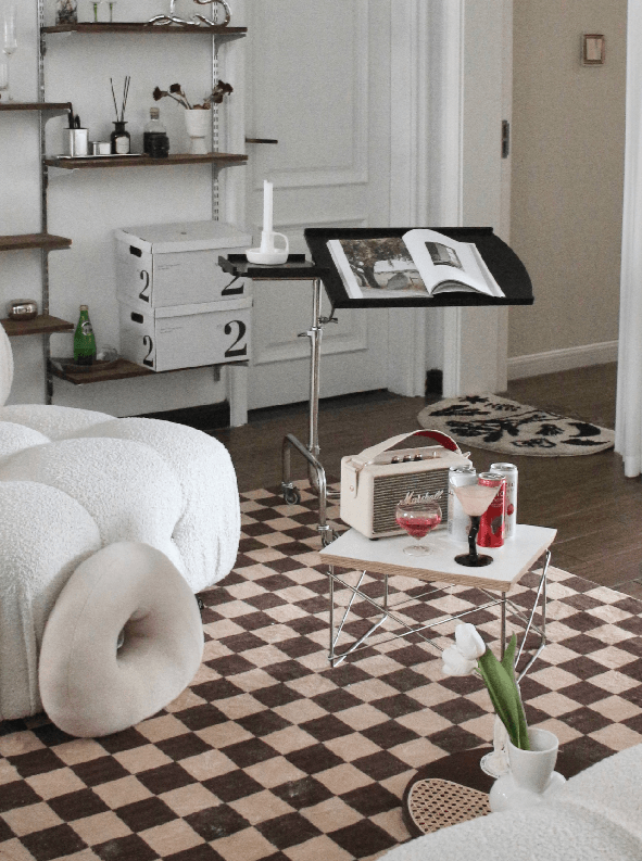 Handmade Retro Checkered Checkerboard Rug - Rumi Living